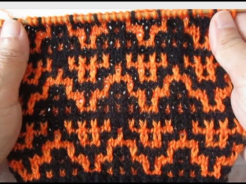 Mosaic knitting slip stitch 2 color pattern knit247 - YouTube