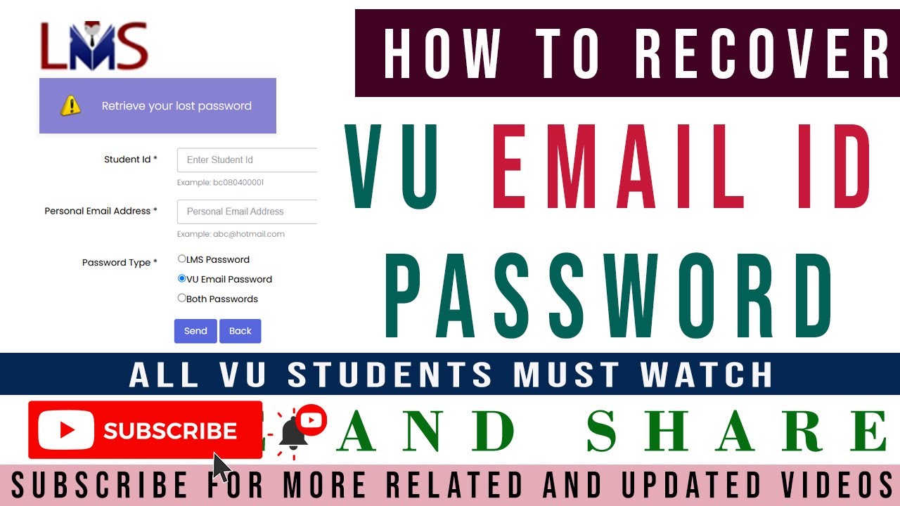 How to Find Your VU Email ID | How to Reset Virtual University Email ...