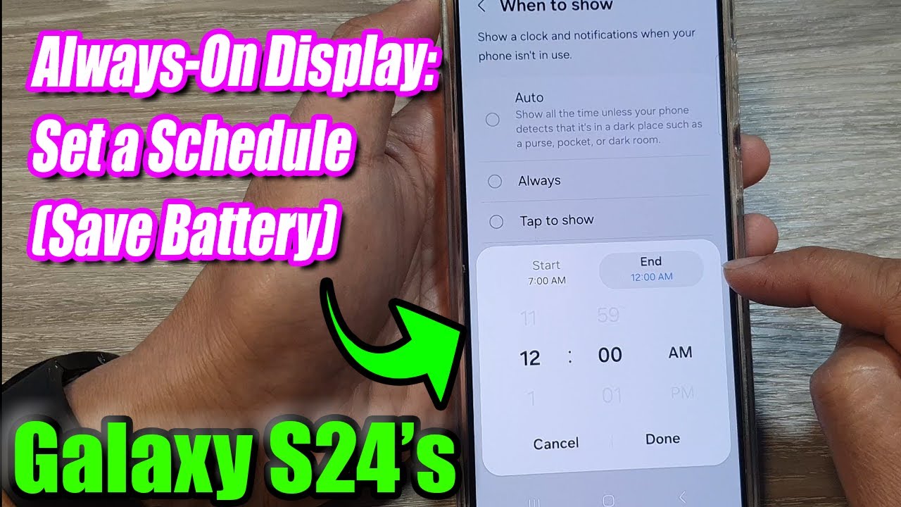 Galaxy S24/S24+/Ultra Always-On Display: Set a Schedule (Save Battery ...