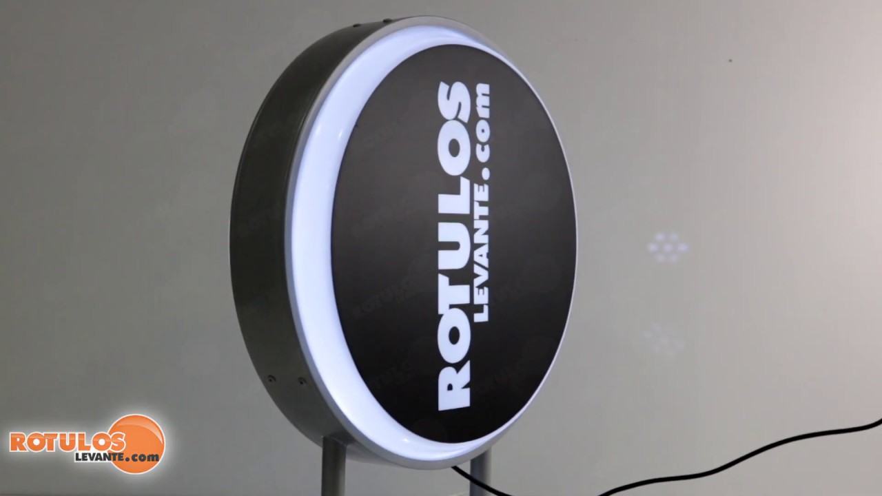 BANDEROLA LUMINOSA REDONDA , letrero redondo luminoso - YouTube