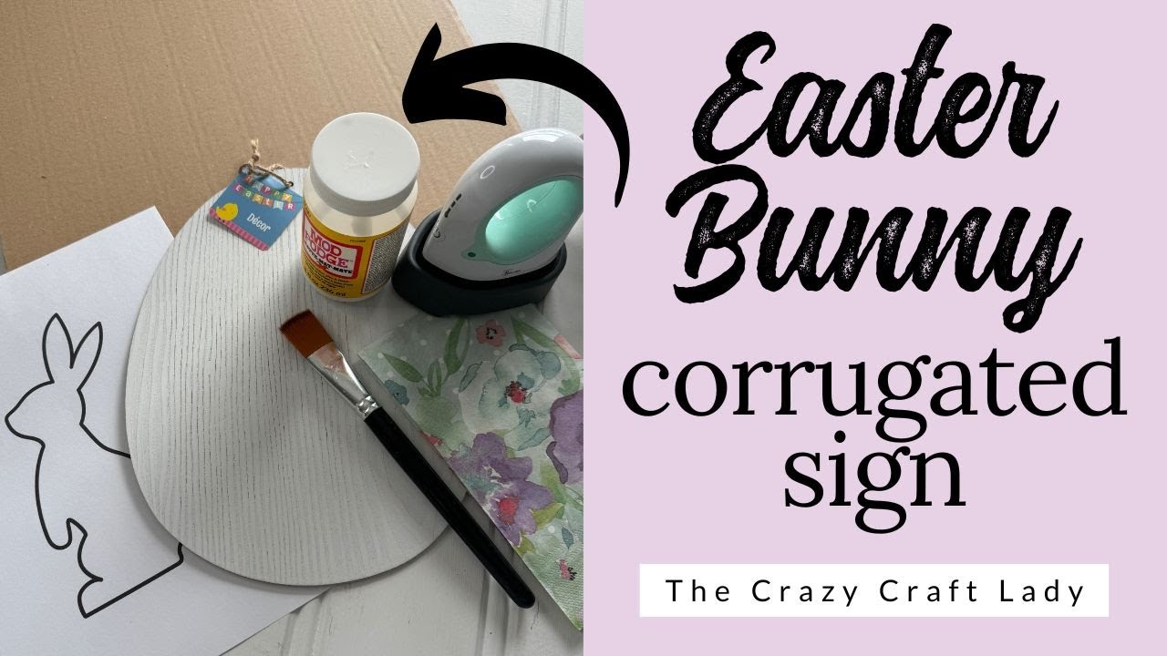 Dollar Tree Craft: Corrugated Cardboard Easter Bunny Sign - YouTube
