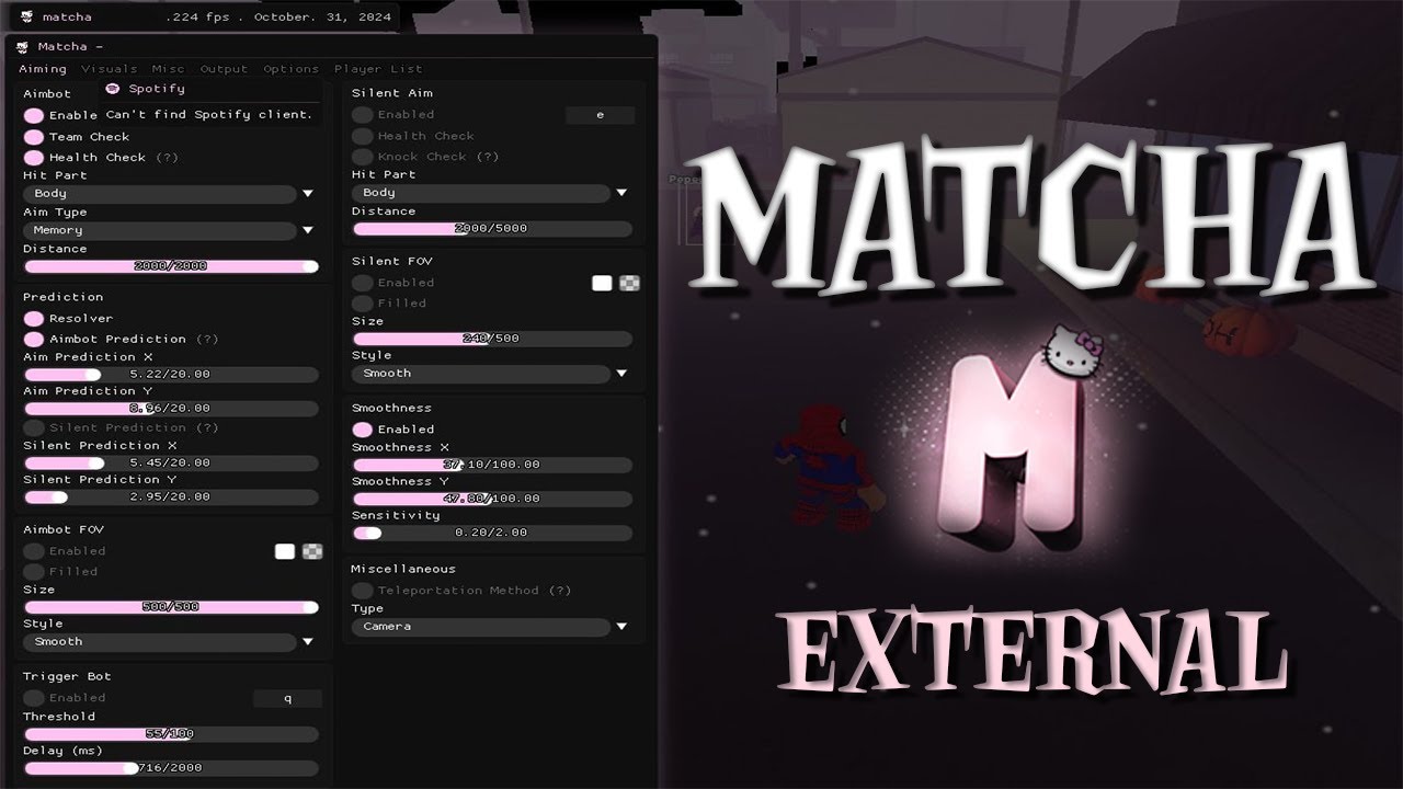 Matcha External Showcase; Silentaim Esp Aimlock Prediction, Da Hood ...