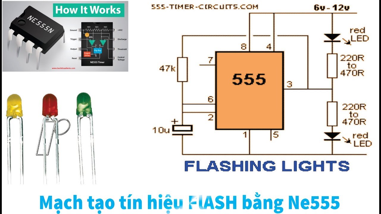Điện tử ứng dụng #3 - Mạch tạo đèn Flash dùng NE555 - Sáng Tạo Việt TV ...