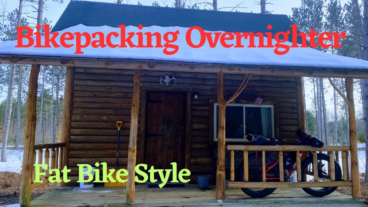 Solo Bikepacking Overnighter -Fat Bike Style.. Riding to a Rustic Cabin ...