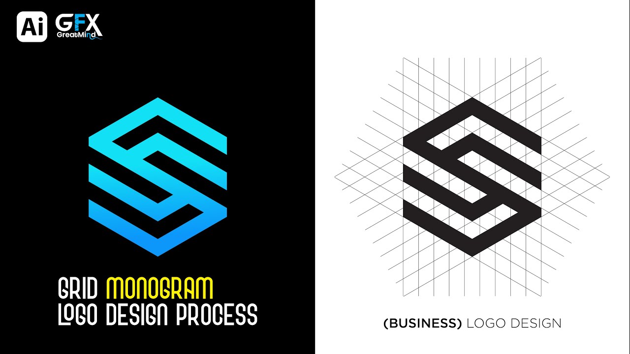 Illustrator CC Tutorial |Graphic Design Grid S+S Letter Logo Design in ...