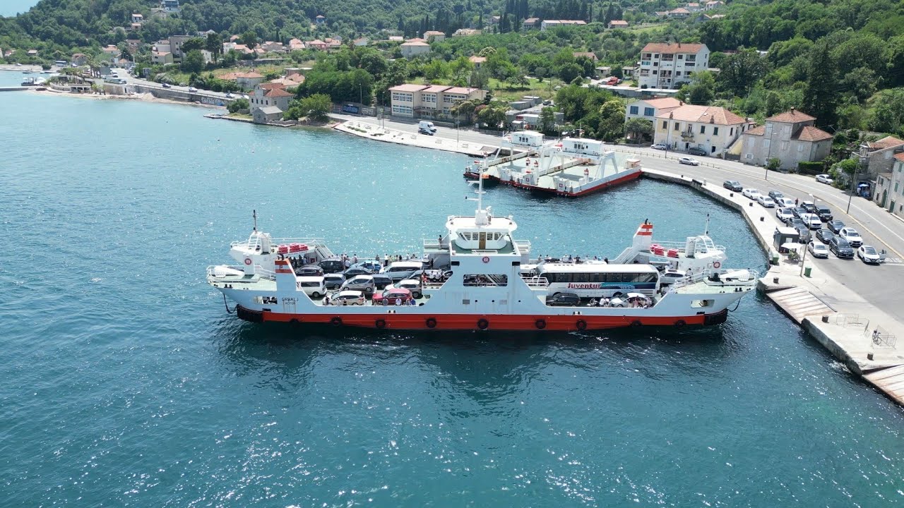 Trajekt Kamenari - Lepetane - Crna Gora leto 2023 - dron snimak - YouTube