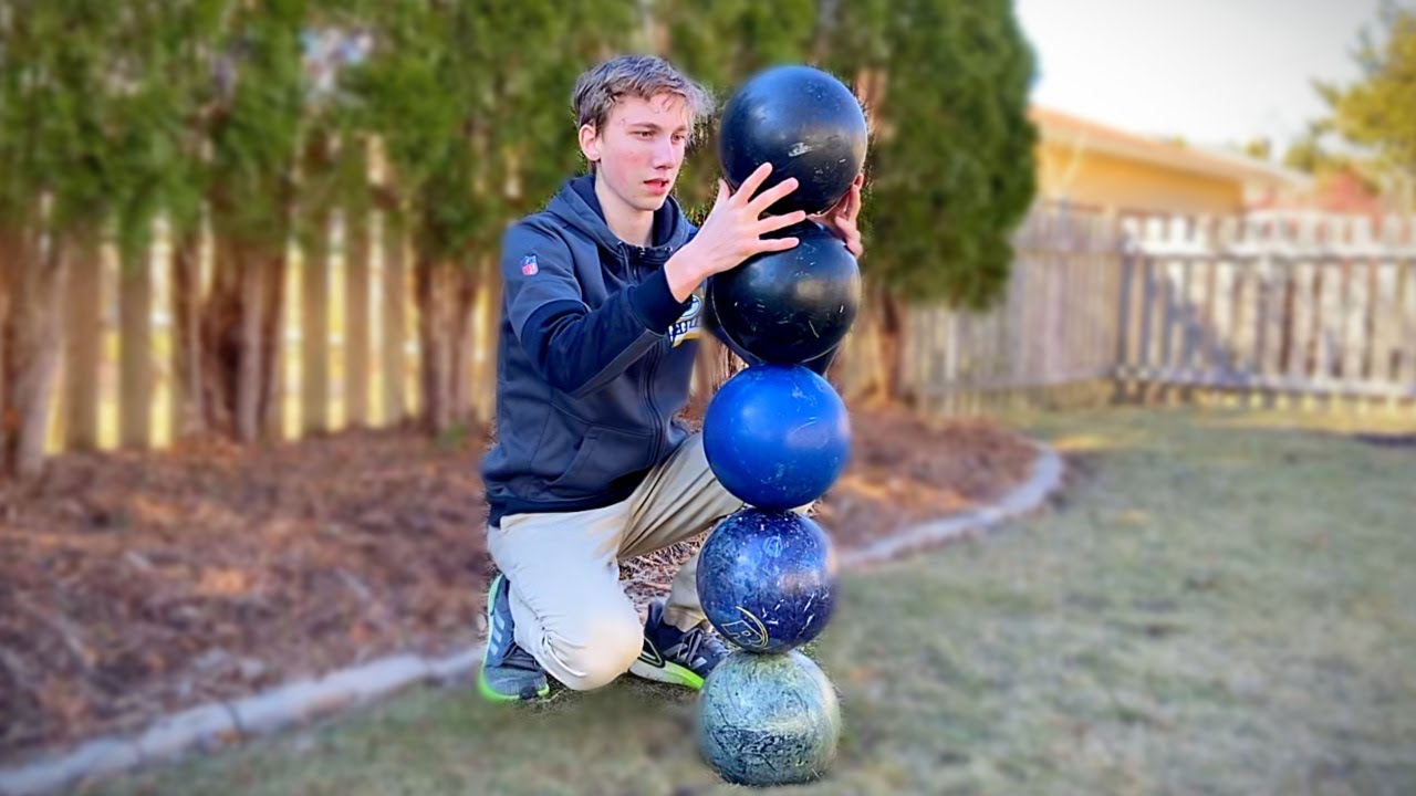 Stacking Bowling Ball Challenge *Impossible* - YouTube