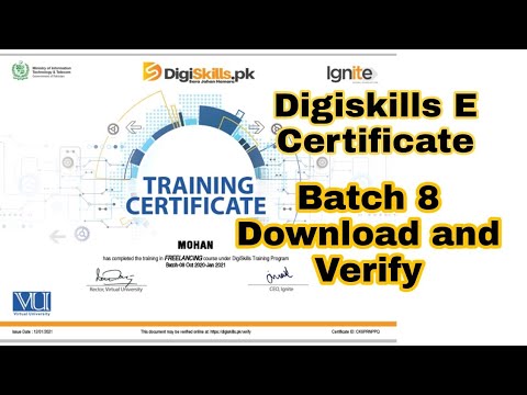 DigiSkills E certificate Batch 8 2021 | How to download and verify ...