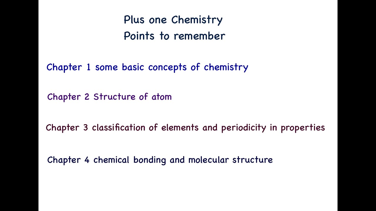 Plus One Chemistry Important Points To Remember Part 1 YouTube Plus One Chemistry Important Points To Remember Part 1 YouTube