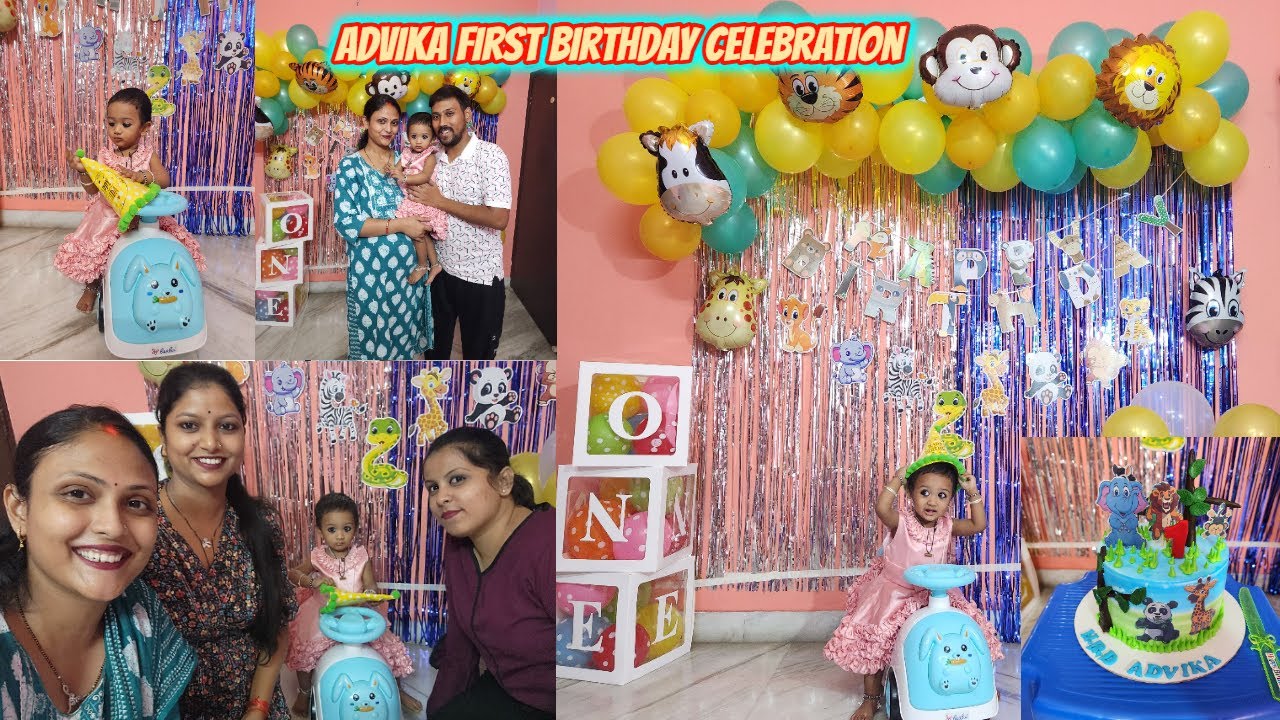 Advika First Birthday Celebration l Baby Girl l Birthday Theme - YouTube