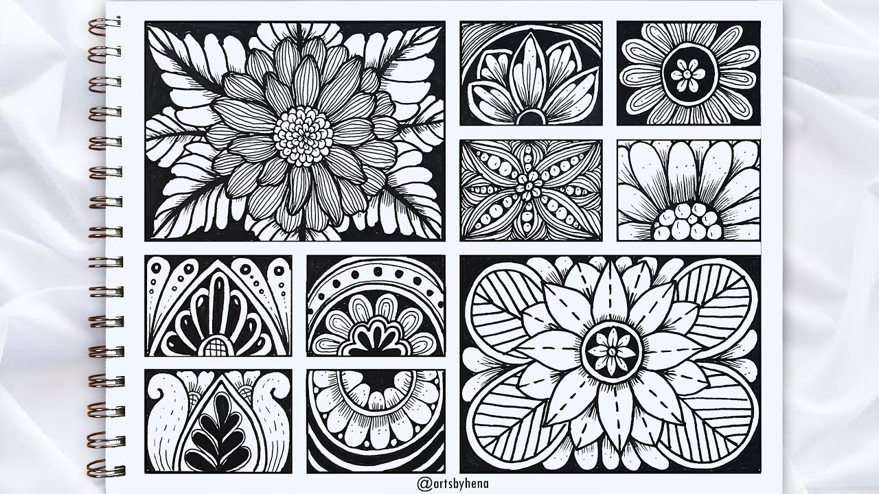 10 Beautiful Zentangle Flower Art Ideas | How To Draw Zentangle Flower ...