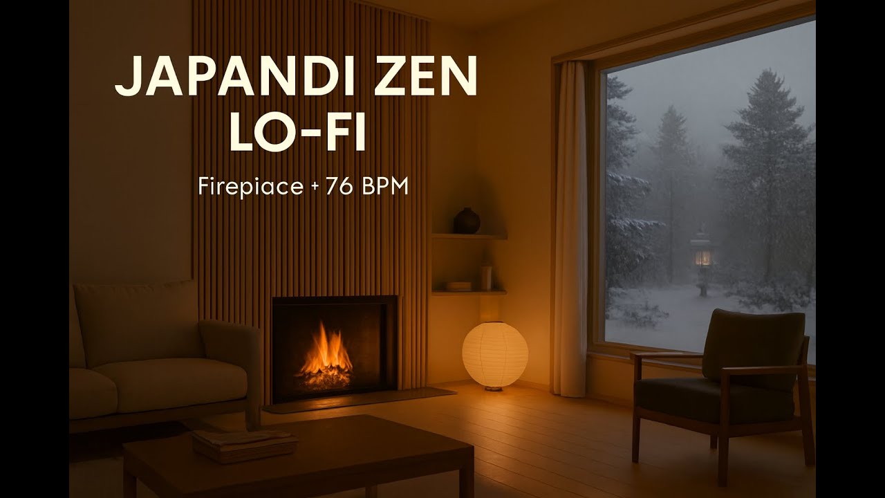 Japandi Fireplace Zen Lo-Fi (76 BPM) | Minimal Cozy Ambience for Study ...