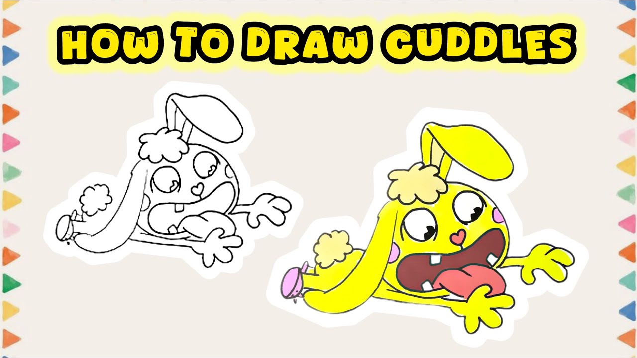 How to Draw Cuddles from Happy Tree Friends – Cute Cartoon Drawing ...