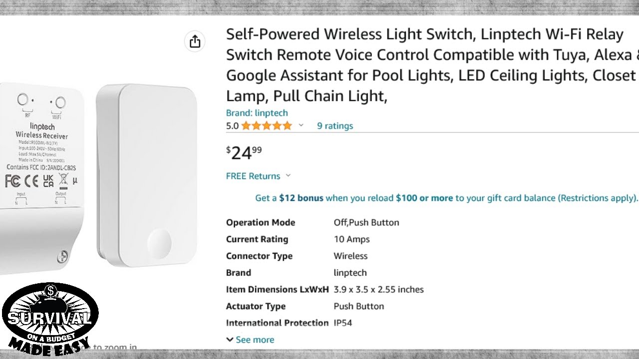 Wireless Light Switch Self Powered - YouTube