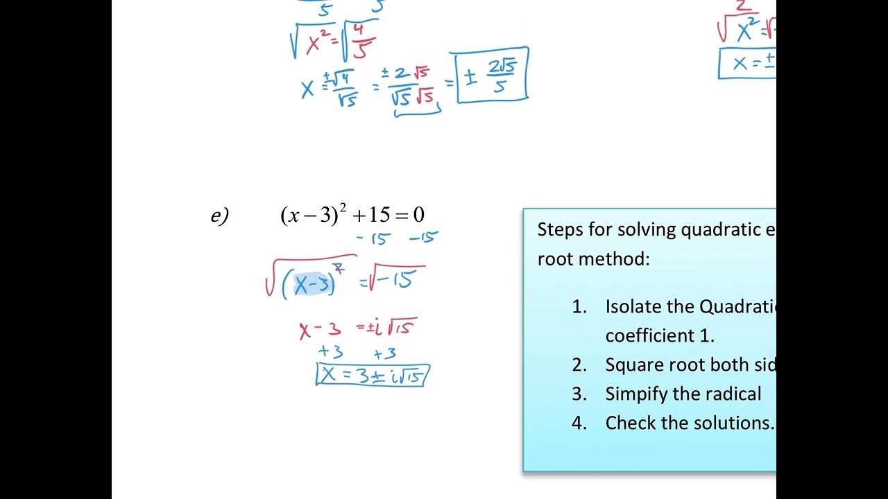 9.1 (Part 3) - Solving Quadratics With the Square Root Method - YouTube