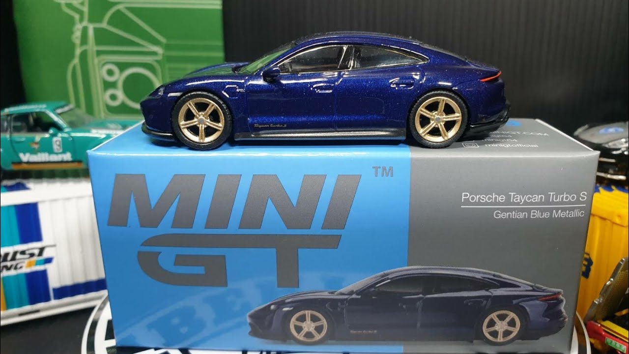 MINI GT 339 Porsche Taycan Turbo S 開箱（@user-bk5mb8yx2d 1：64 深藍色 四門 保時捷 ...