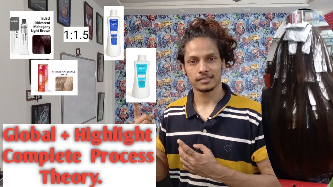Global + Highlight Hair Color Complete Process With Theory. with roots ...