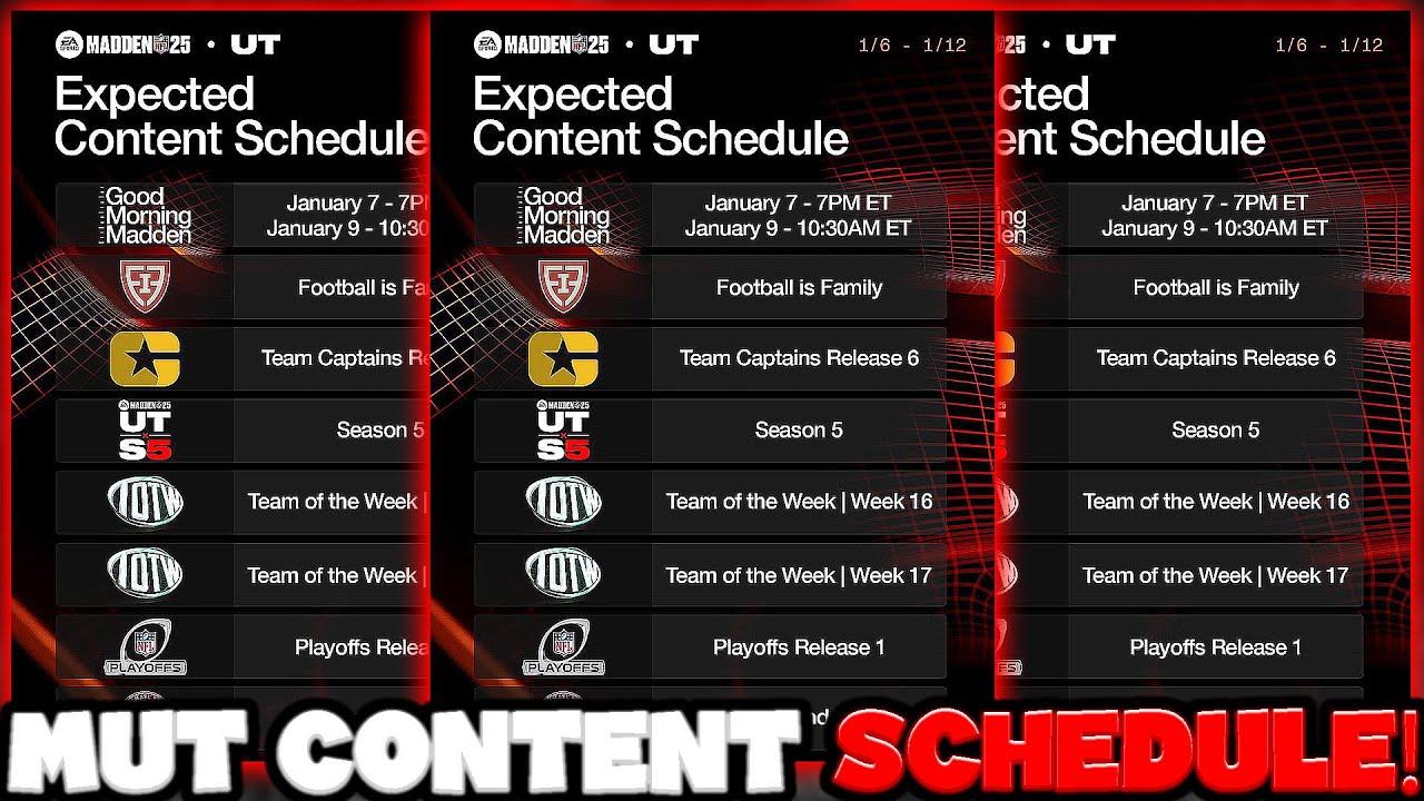 INSANE NEW MUT 25 CONTENT SCHEDULE! MADDEN 25 ULTIMATE TEAM NEW CONTENT ...