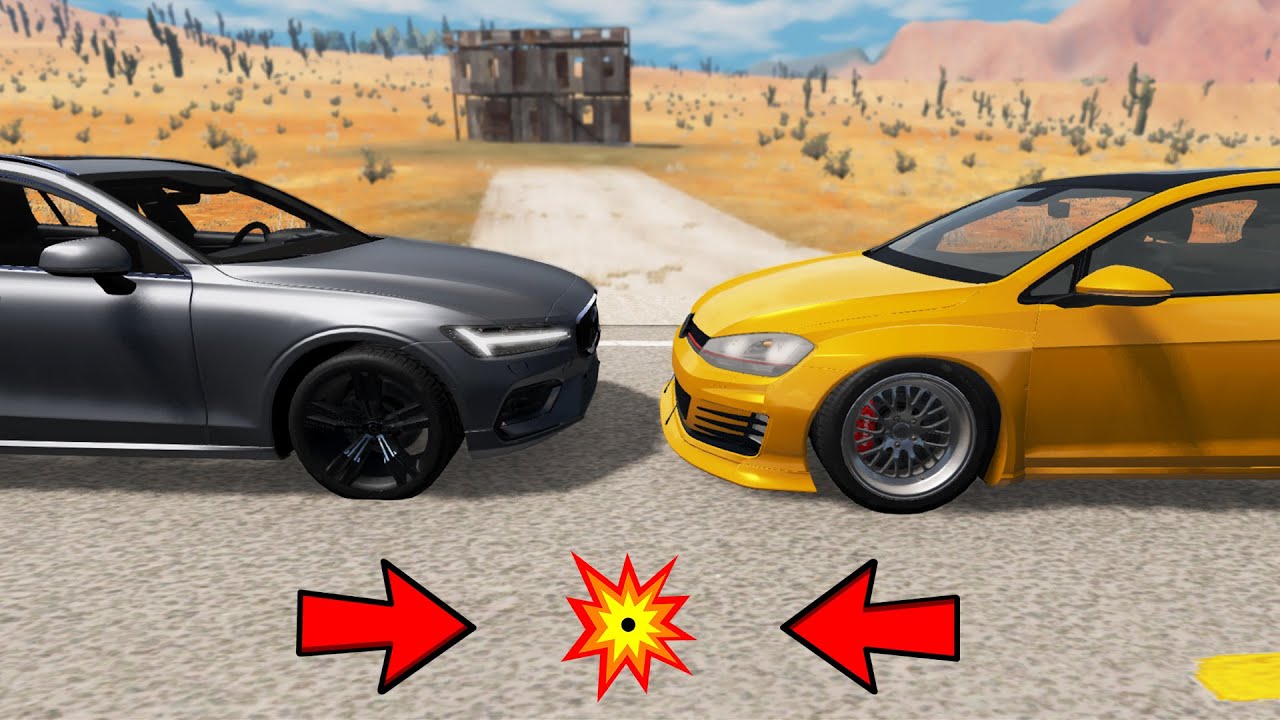 Volvo V60 Vs VW Golf mk7 GTI CRASH TEST - Realistic Car Crashes (BeamNG ...