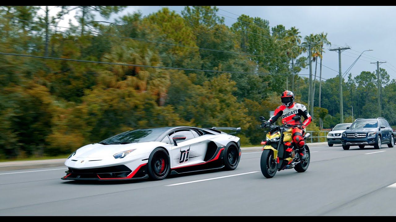 Lamborghini SVJ and Ducati v4 Streetfighter duo- 4k - YouTube