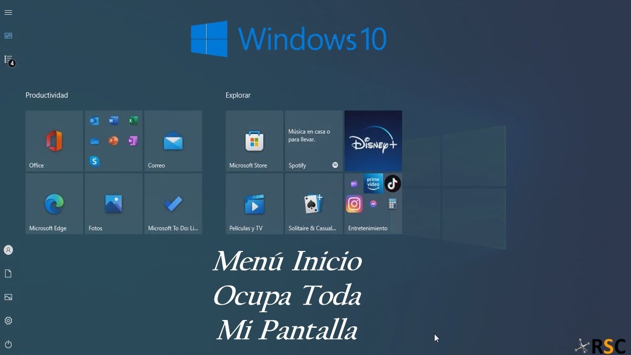 Solución Mi Menú Inicio Se Toma Toda La Pantalla Windows 10 - YouTube