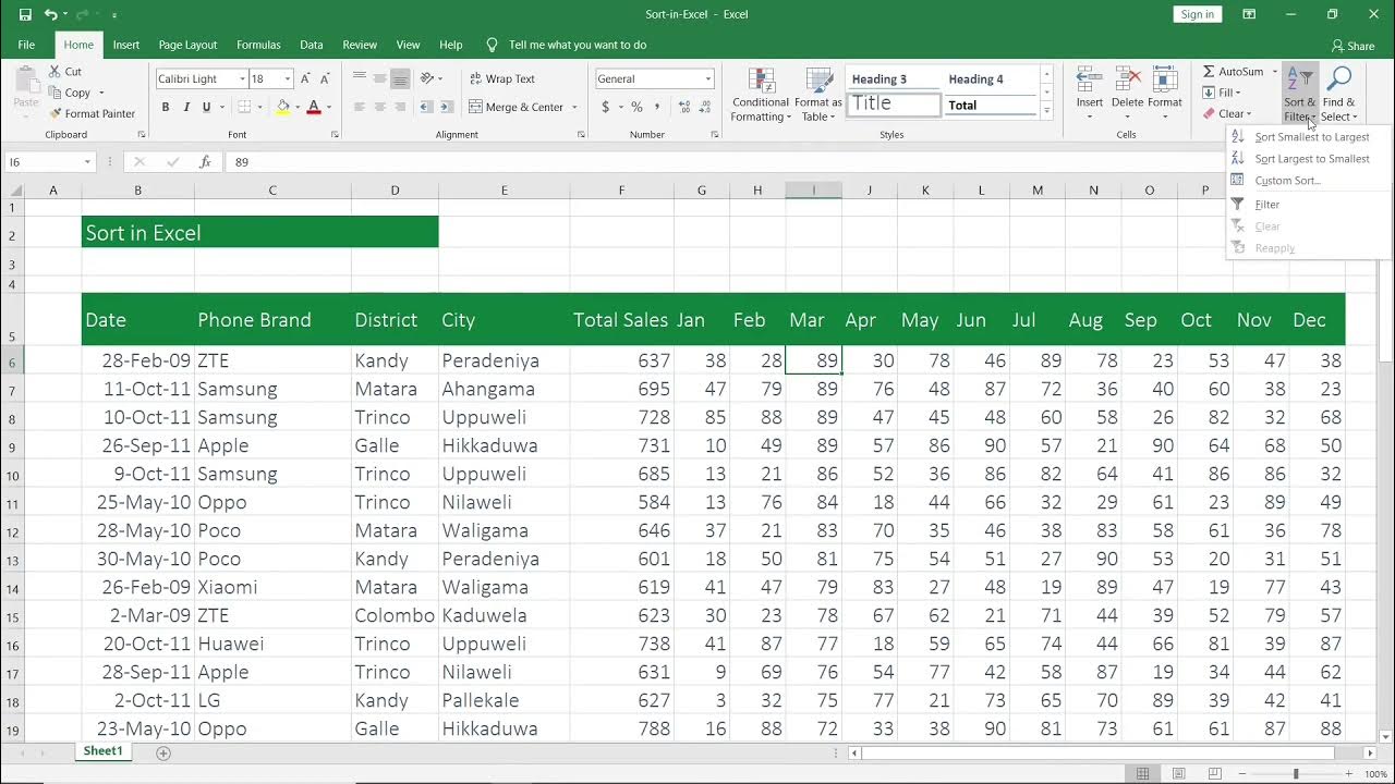 Microsoft Excel | Data Sorting in Sinhala | SINHALEN (සිංහලෙන්) - YouTube