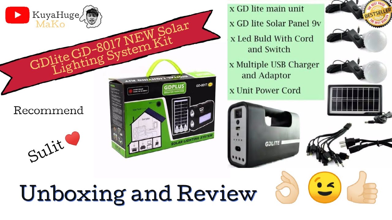 GDlite GD-8017 NEW Solar Lighting System Kit Unboxing and Review - YouTube
