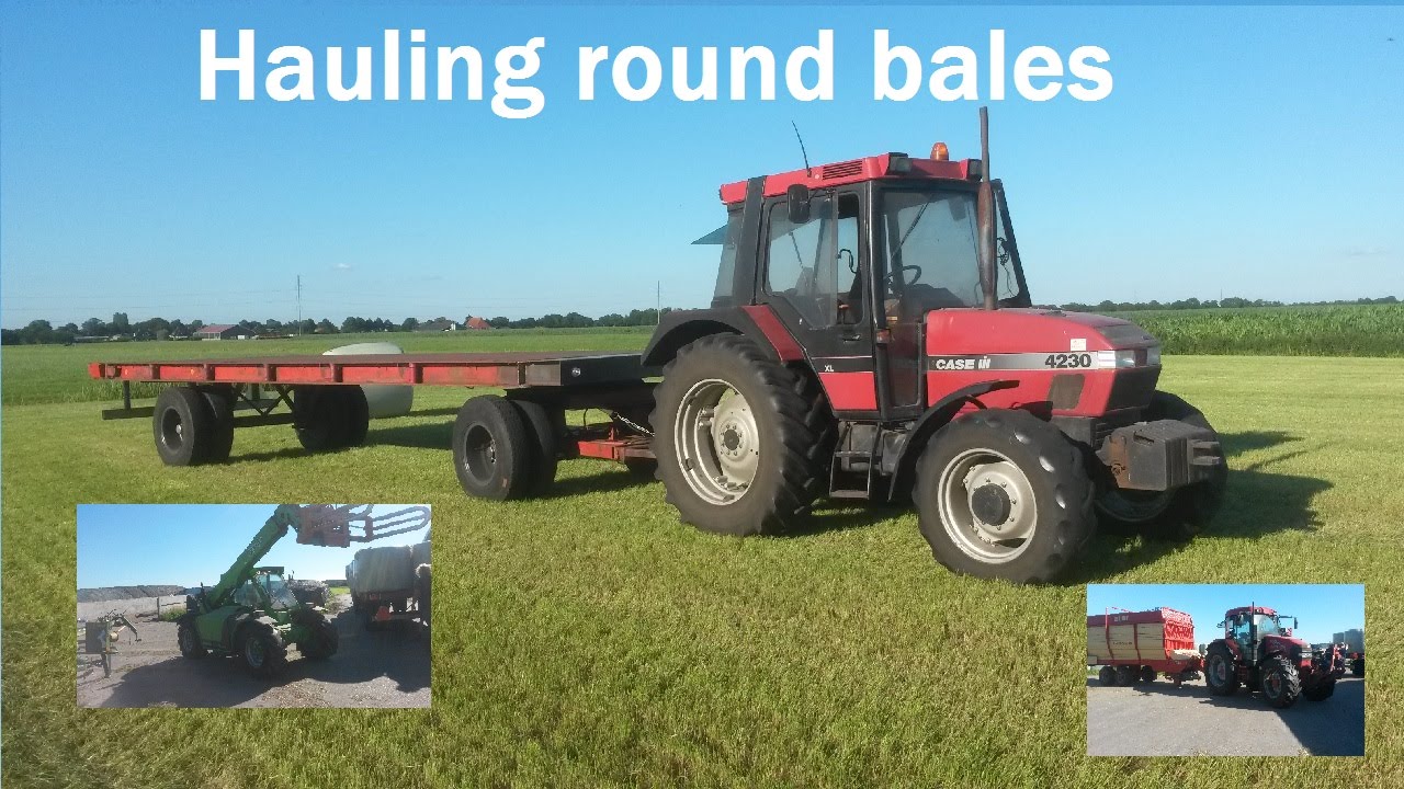 Hauling round bales with a Case International 4230 and Merlo ...