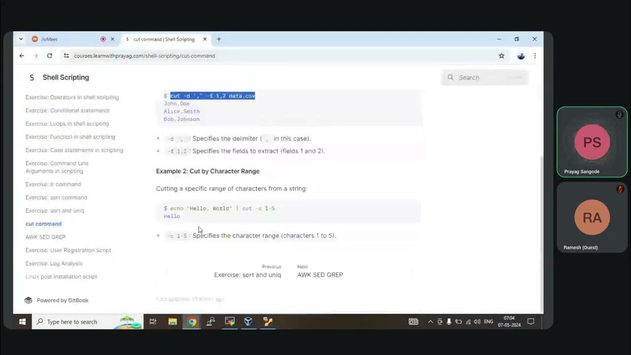 March Shell Scripting cut command - YouTube