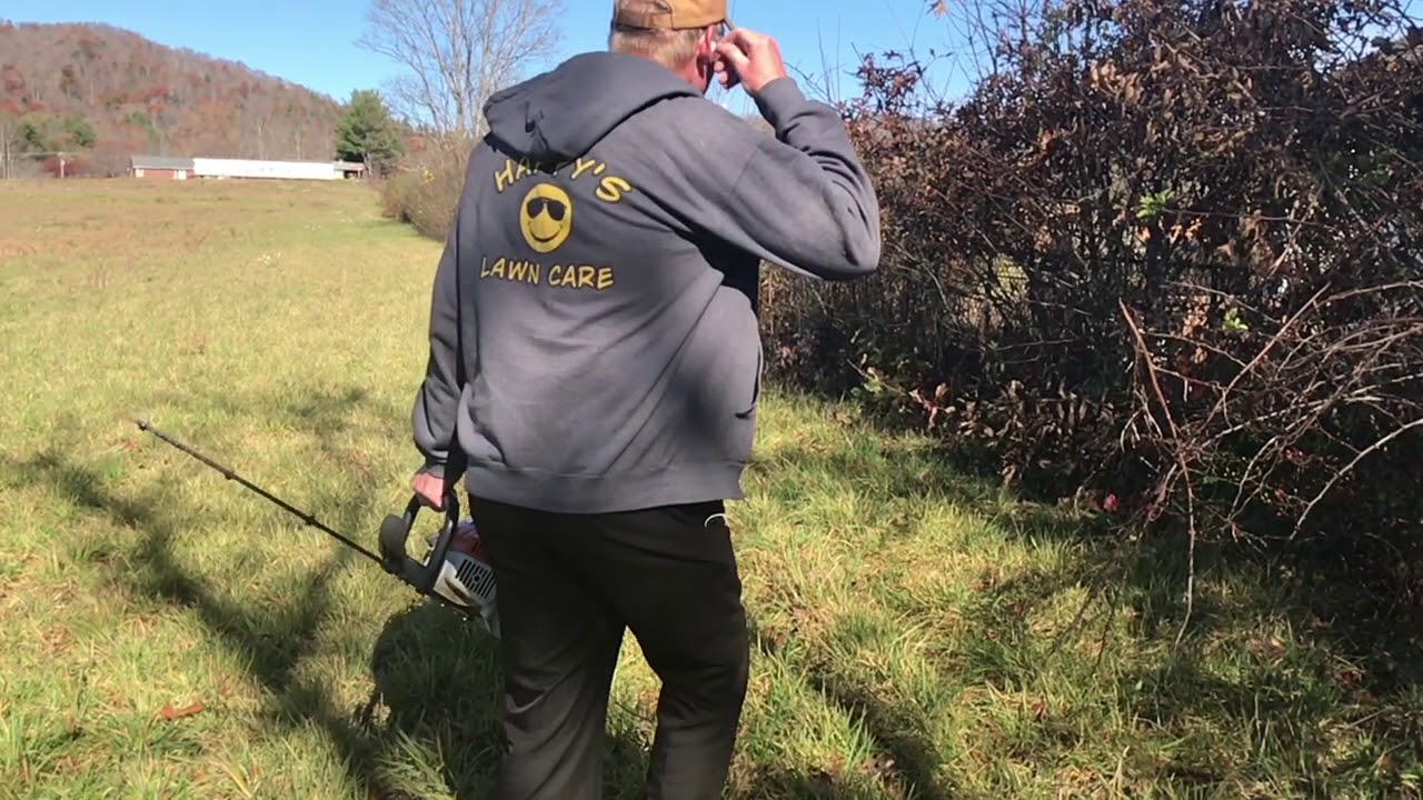 Overgrown fence line clean-up. - YouTube