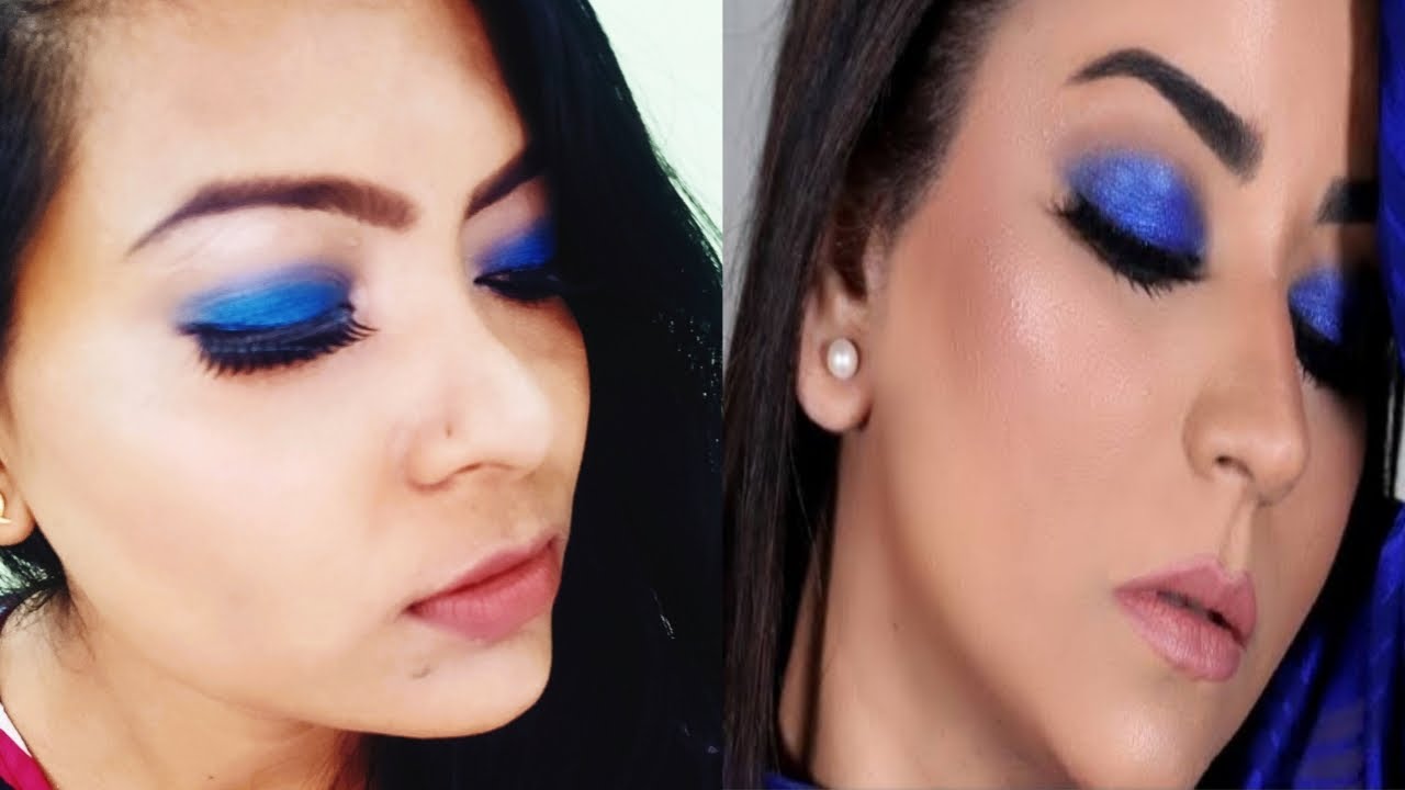Smitha Deepak Inspired Cobalt Blue Smokey Eye Makeup Tutorial Easy