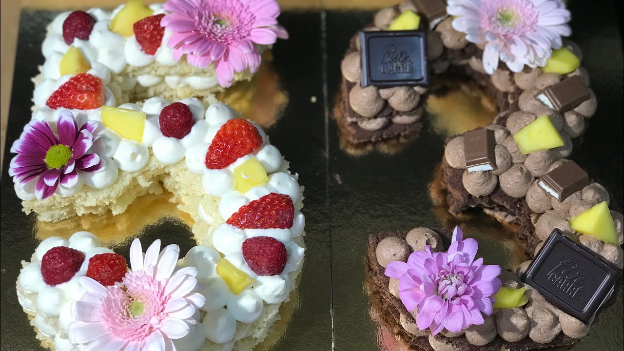 NUMBER CAKE GÉNOISE ET GANACHE CHOCOLAT - VANILLE - YouTube