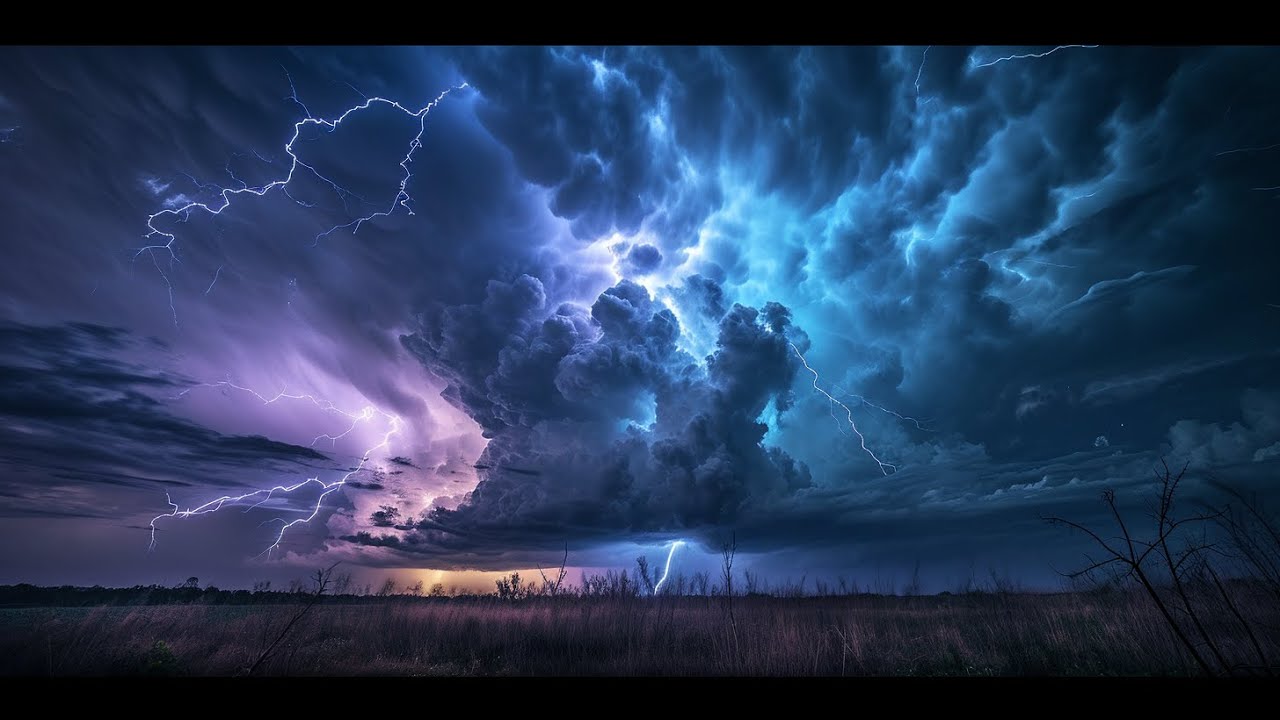 Heavy Thunderstorm & Rain | Night Rainstorm & Very Strong Thunder ...