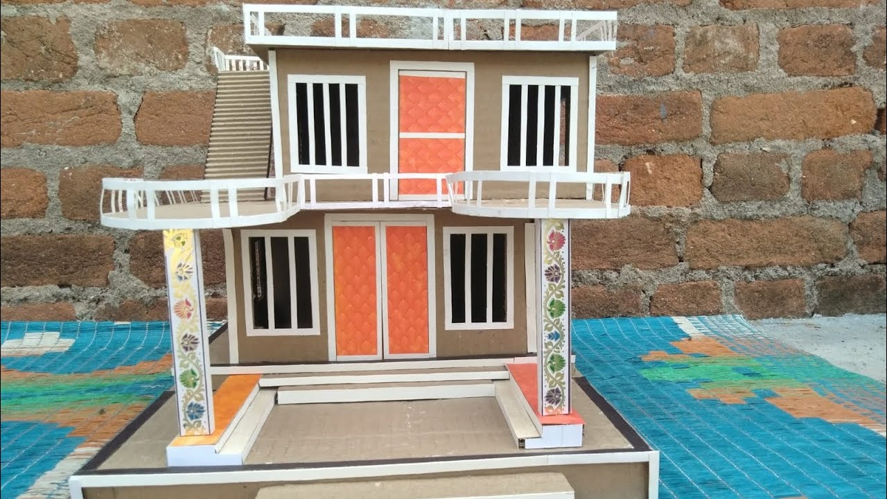 Beautiful Cardboard House project very easily - YouTube