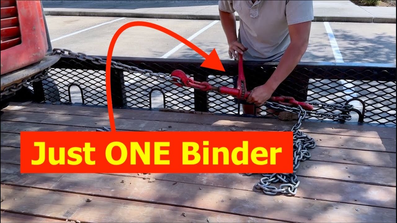 TYING DOWN A SKID STEER ON TRAILER USING ONLY 1 BINDER - YouTube