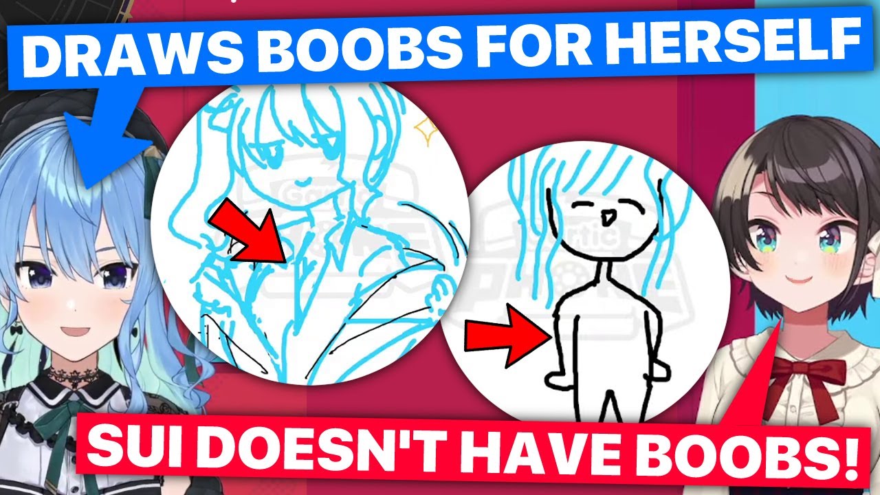 Suisei Draws Boobs For Herself, But Subaru Makes Her Flat (Hoshimachi ...
