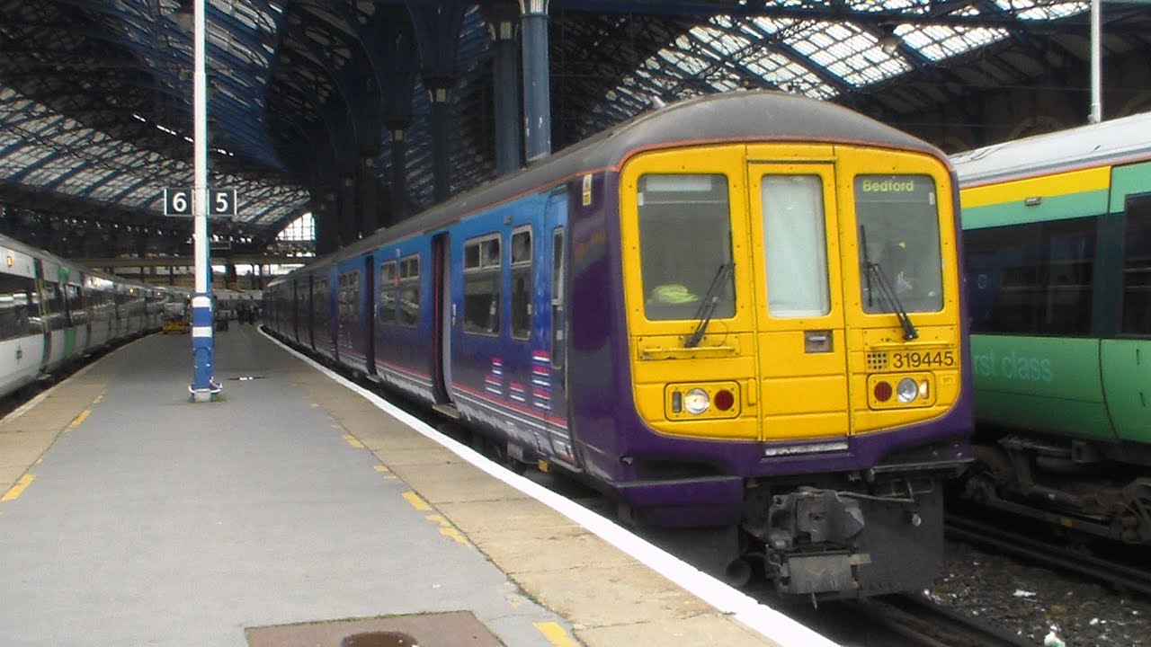 First Capital Connect 319445/319XXX depart Brighton - 27th August 2014 ...