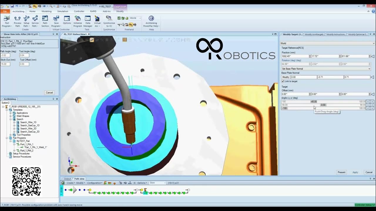 IR Robot Studio 5 15 ArcWelding PowerPac 5 Modifying Targets - YouTube