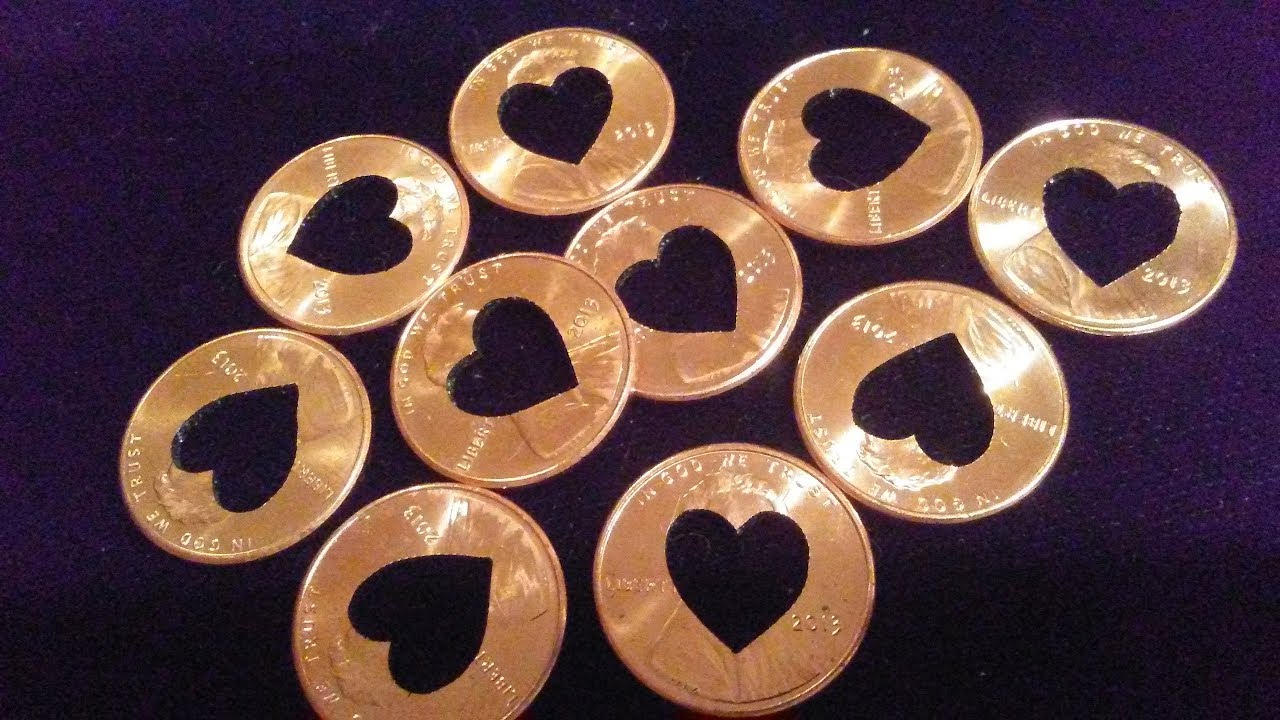 Tray of Heart Pennies (Cents) (Time Lapse Video) - YouTube