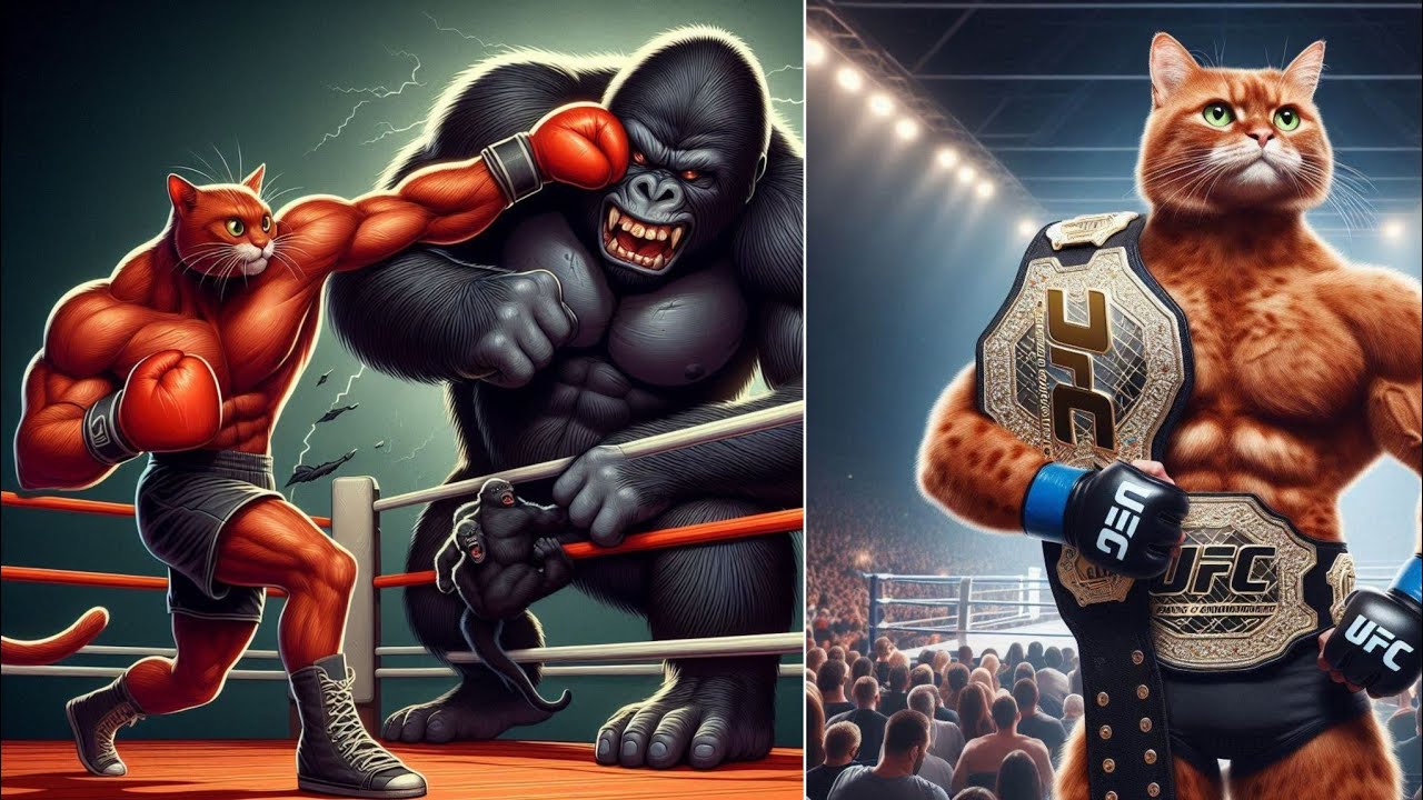 The Fighter Boxing Cat Vs king Kong #cute #catlover #cat - YouTube