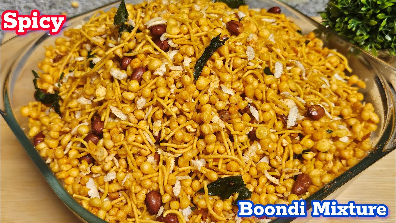 Andhra Style Boondi Mixture Recipe | Spicy Namkeen | స్వీట్ షాప్ స్టైల్ ...