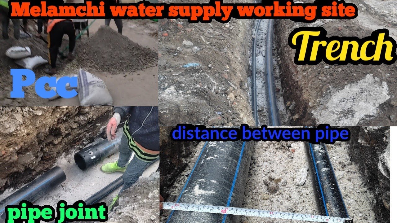 Melamchi 160mm and 75mm pipe laying ( Trench excavation, Laying bedding ...