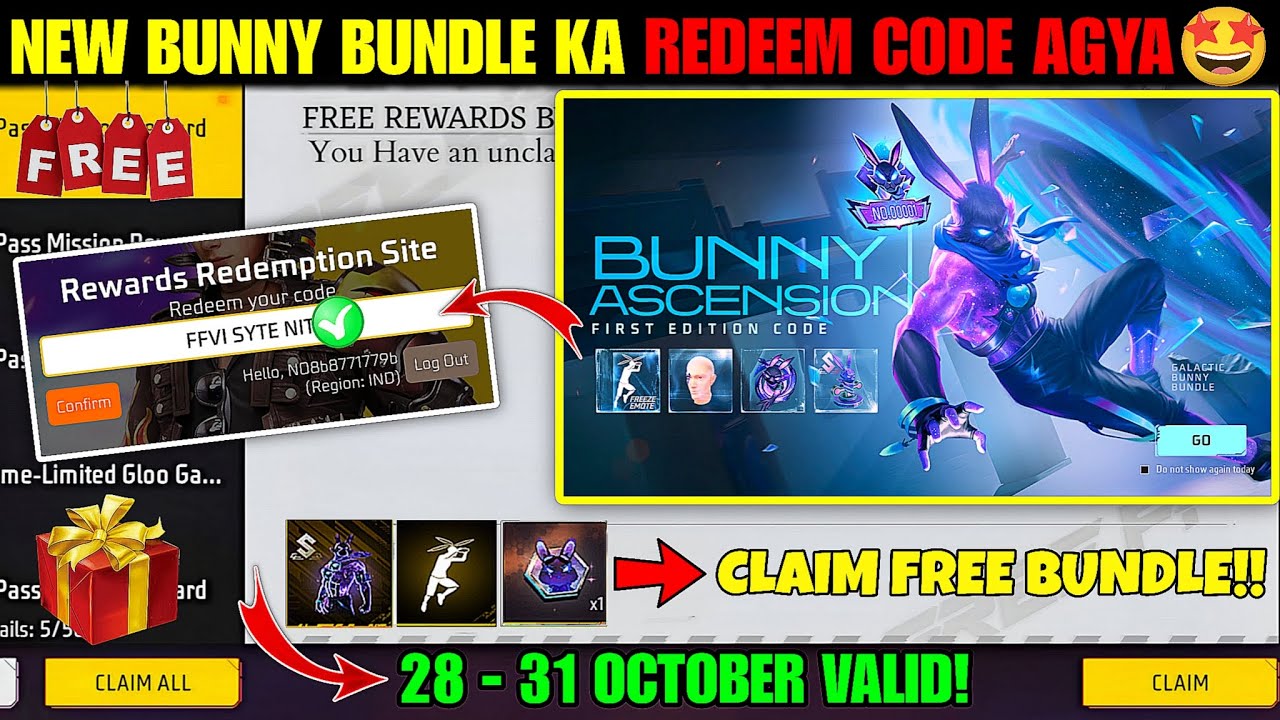 FREE FIRE REDEEM CODE TODAY 30 OCTOBER|FF REWARDS REDEEM CODE | FF ...