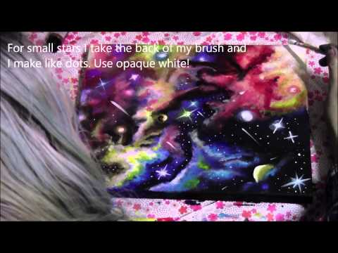 DIY: Galaxy/space painting silhouette girl acrylic tutorial - YouTube
