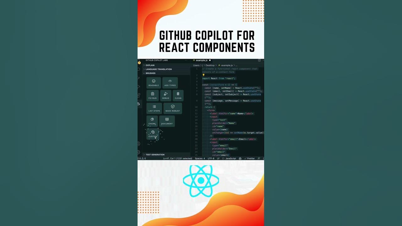 GitHub Copilot for React Components #reactjs #web #webdevelopment #javascript #coding # ...