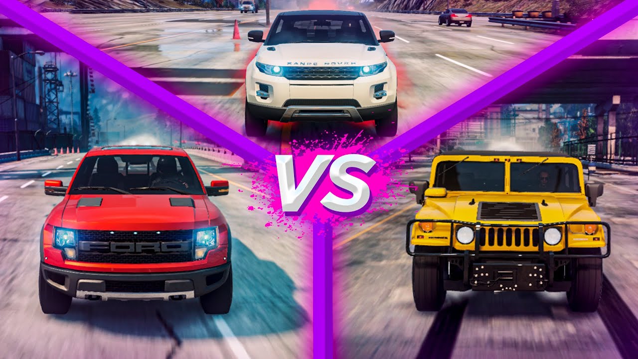 HUMMER H1 vs LAND ROVER EVOQUE vs FORD RAPTOR F150 в NFS MW 2012 ...