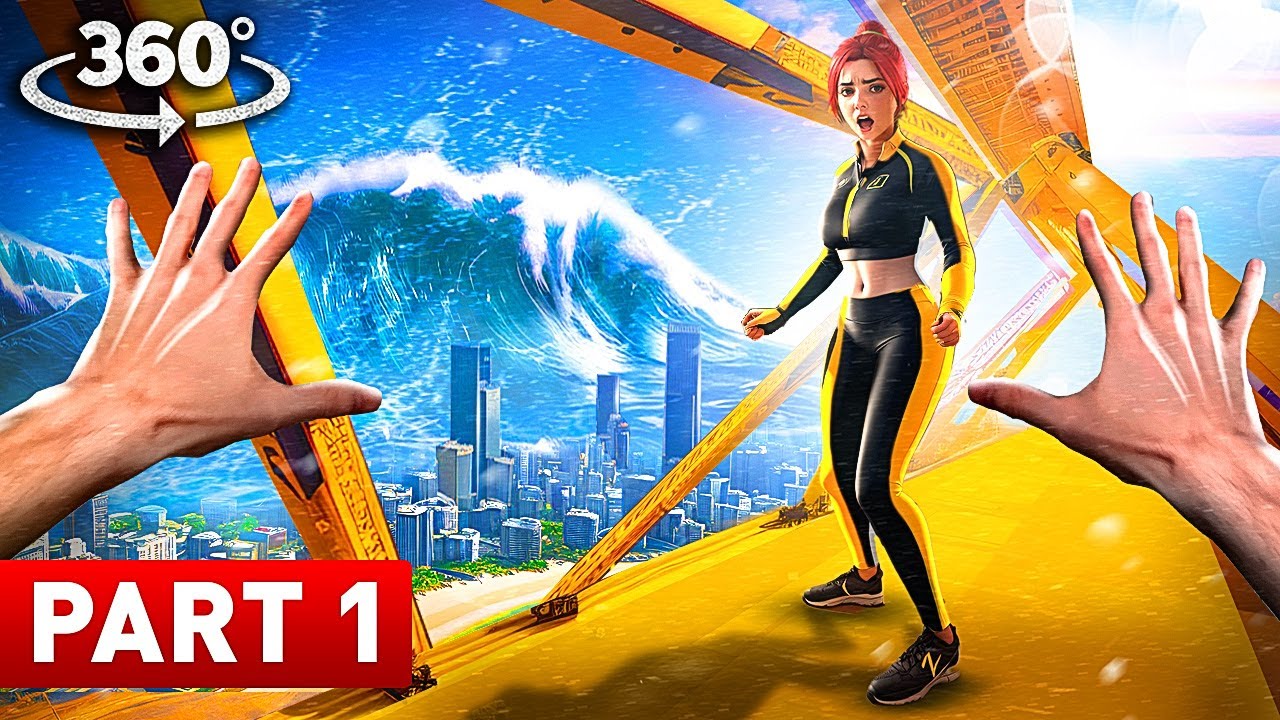 VR 360 PARKOUR CHASE - ESCAPE ANGRY GIRLFRIEND AND TSUNAMI 1 360 Video ...