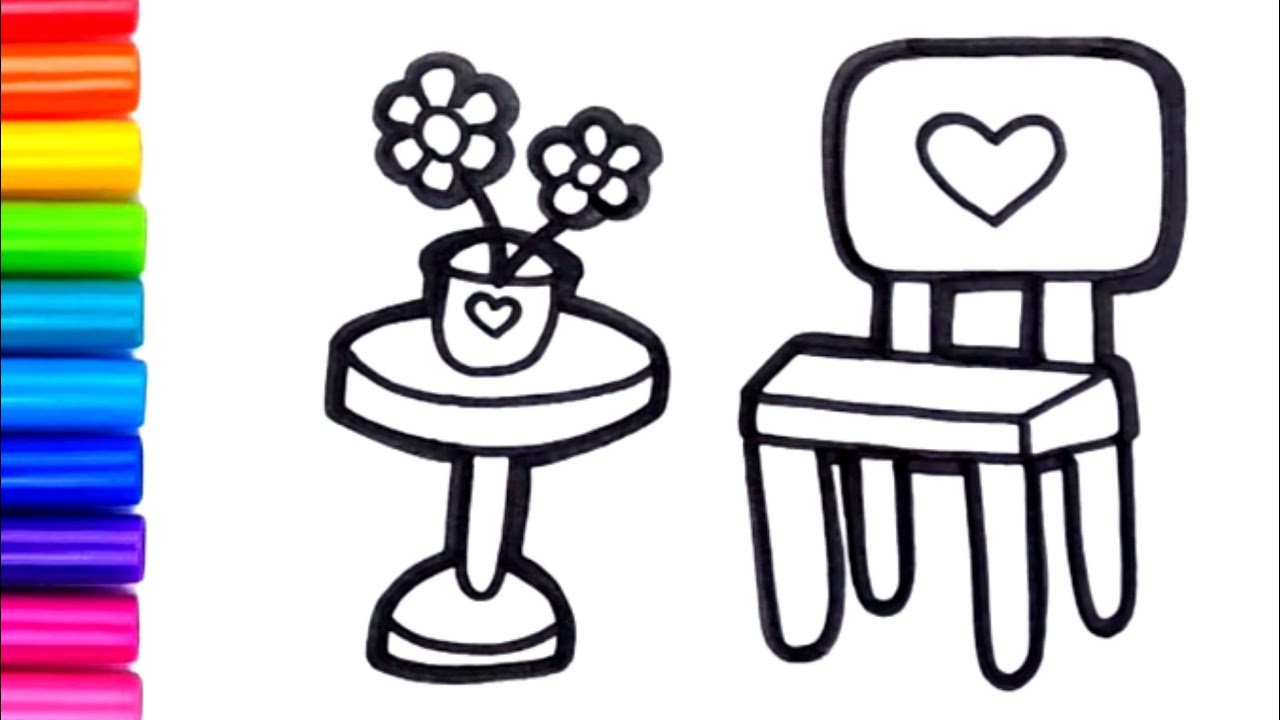 A cute table and chair drawing | Simple drawing & Colouring | # ...