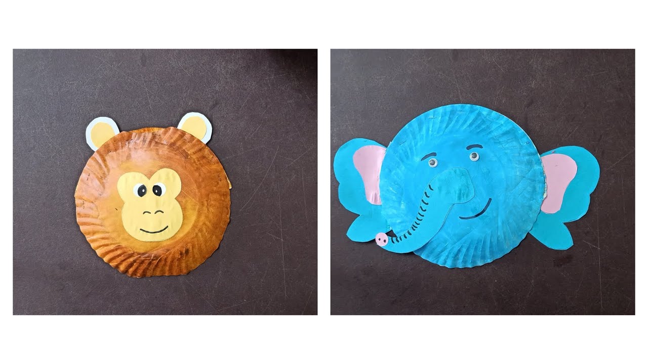 Paper Plate Puppets - Monkey and Elephant - YouTube
