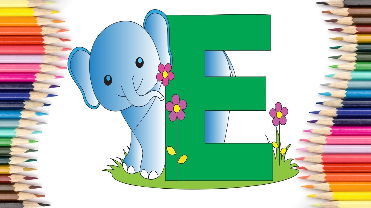 Learn acb alphabets- how to draw letter E - How to draw elephant - YouTube